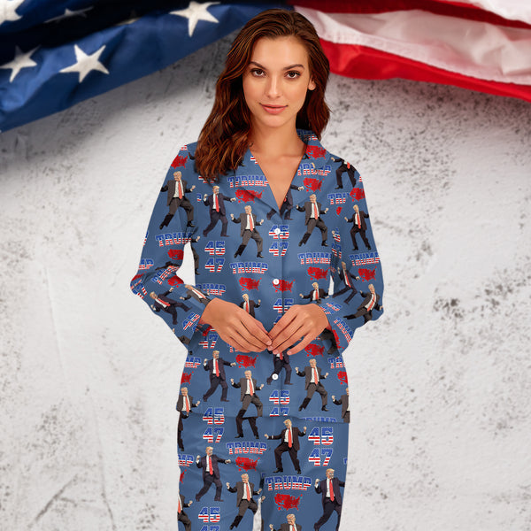 Trump 45 47 US Presidential Election 2024 Map Pajamas Christmas Gift H ...