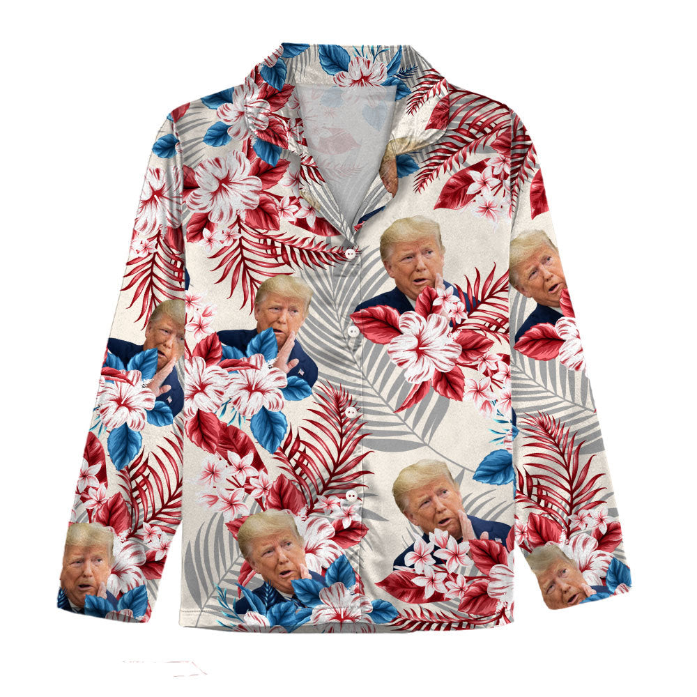Custom Donald Trump Face With Hawaiian Pattern Pajamas T286 62450 - RWB ...