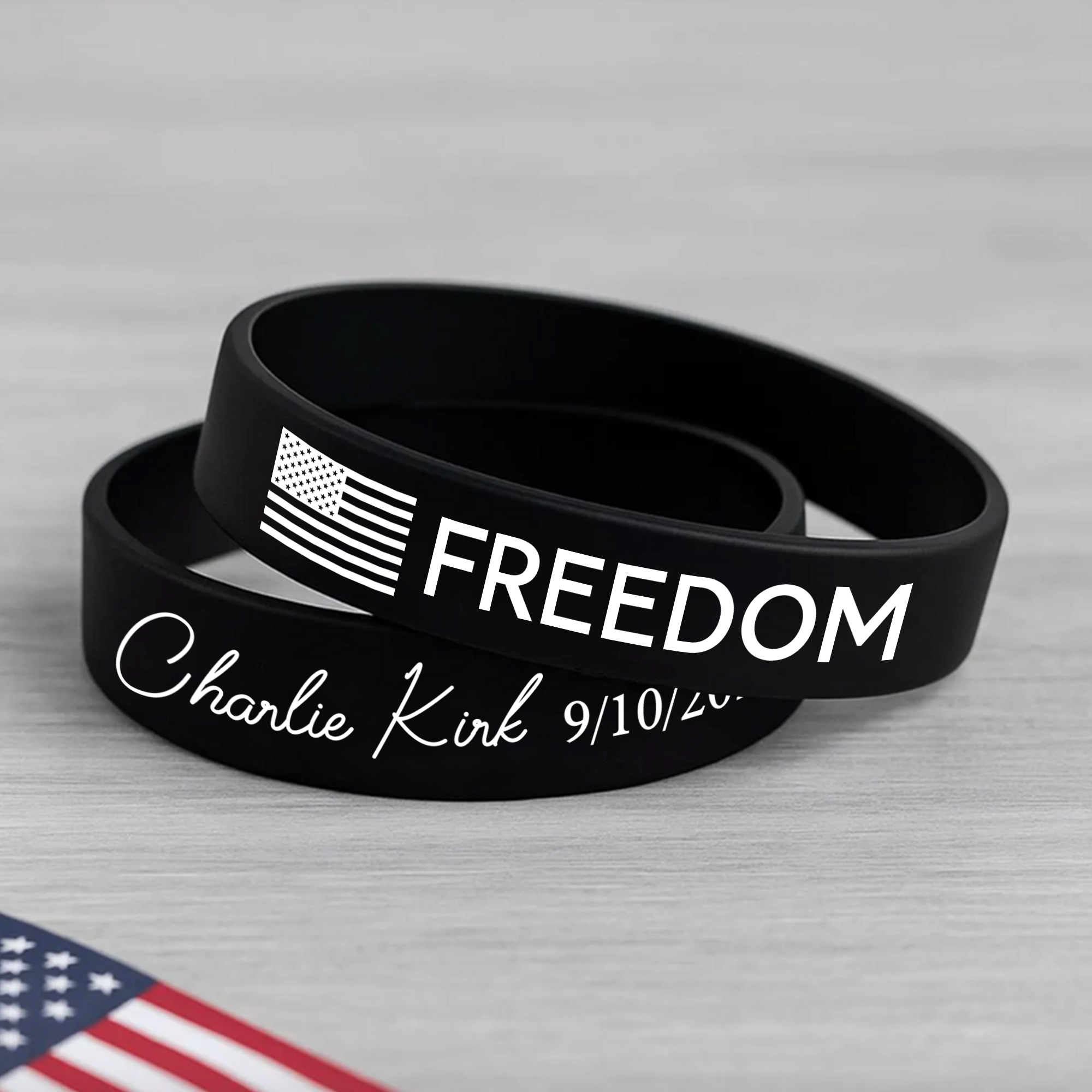 Laser Engraved Silicone Bracelet “FREEDOM”, Charlie Kirk Tribute ...