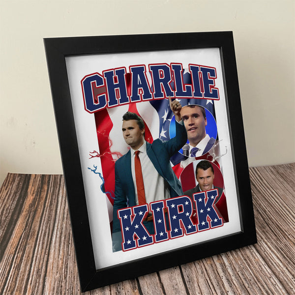 Patriotic Tribute to Charlie Kirk Memorial Picture Frame - RWB Zone