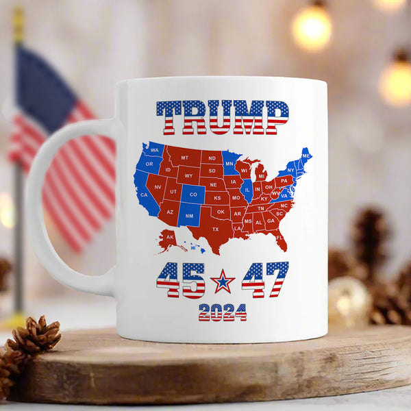 Trump 45 47 US Presidential Election 2024 Map White Mug N304 HA75 6413 ...