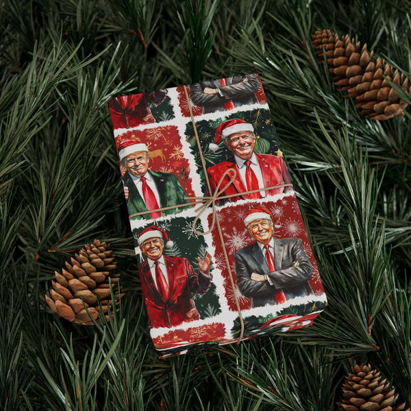 Jolly Trump Portrait | Trump Wrapping Paper | Christmas | HO82 - RWB Zone