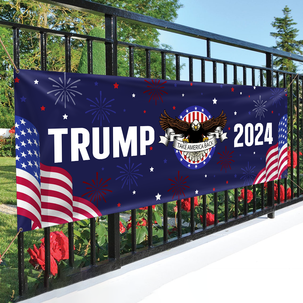 Trump 2024 America President Banner TA29 62446 - RWB Zone