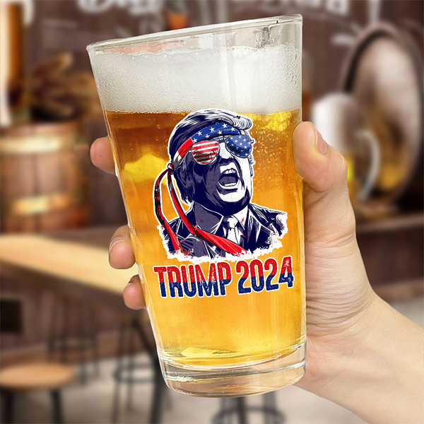 Independence Day American Donald Trump Print Beer Glass - RWB Zone