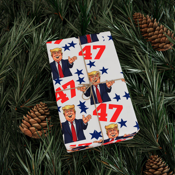 Trump 47 Political Wrapping Paper, Fun, Patriotic Gift Wrap for Trump ...