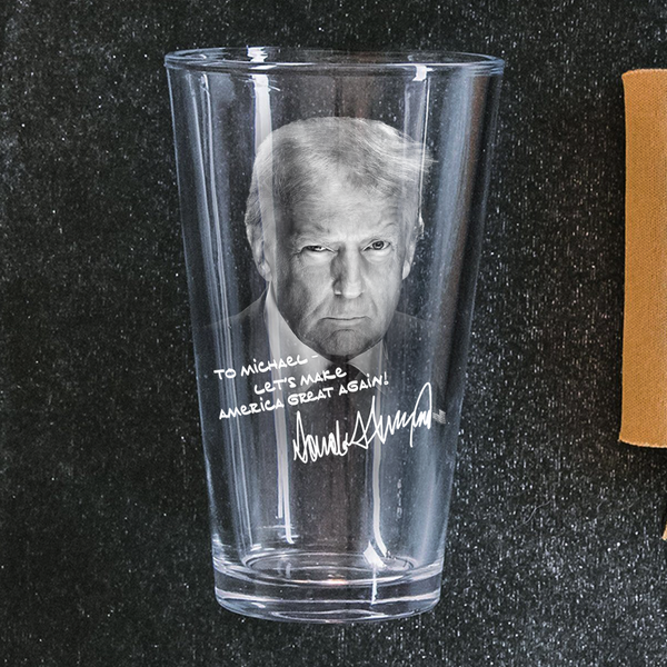 Personalized President Donald Trump Autographed Beer Glass - RWB Zone