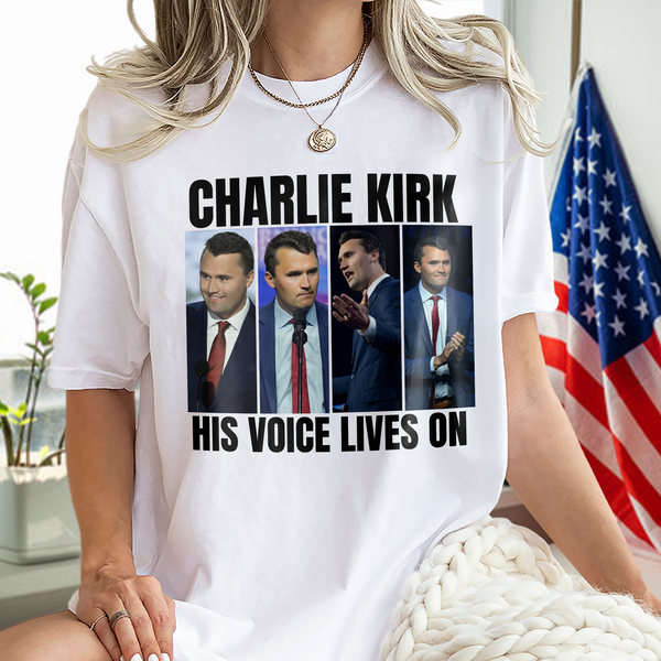 Charlie Kirk - His Voice Lives On Bright Shirt - RWB Zone