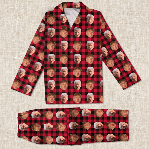 Custom Trump Face With Christmas Pattern Flannel Pajamas HO82 65426 ...