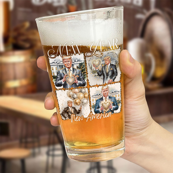 New Year New America Trump 2025 Disco Ball Beer Glass HA75 67134 - RWB Zone