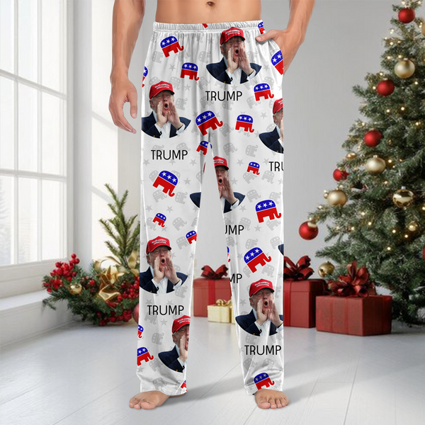 Custom Trump Portrait Christmas Gift Flannel Pajamas HO82 65448 - RWB Zone