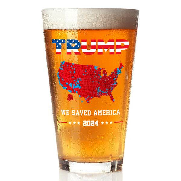 Trump We Saved America 2024 Beer Glass HA75 63799 - RWB Zone