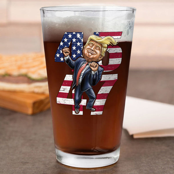 Patriotic Trump 2024 45th & 47th President's Legacy MAGA Beer Glass LM ...