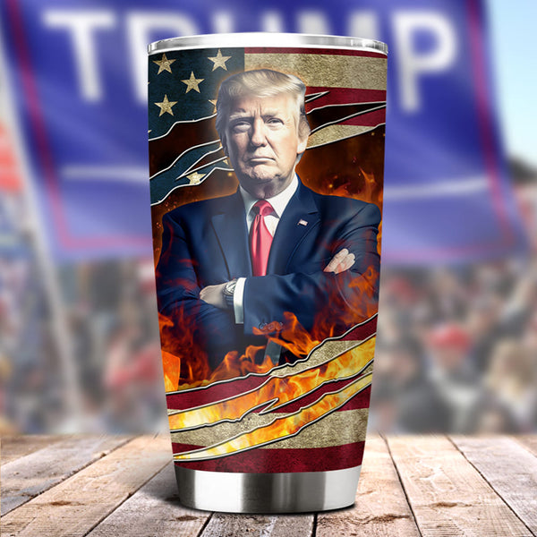 Donald Trump With Scratch Flag Fat Tumbler TH10 63285 - RWB Zone