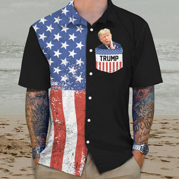 Custom Photo U.S Pocket Trump Hwaii Shirt TA29 62493 - RWB Zone